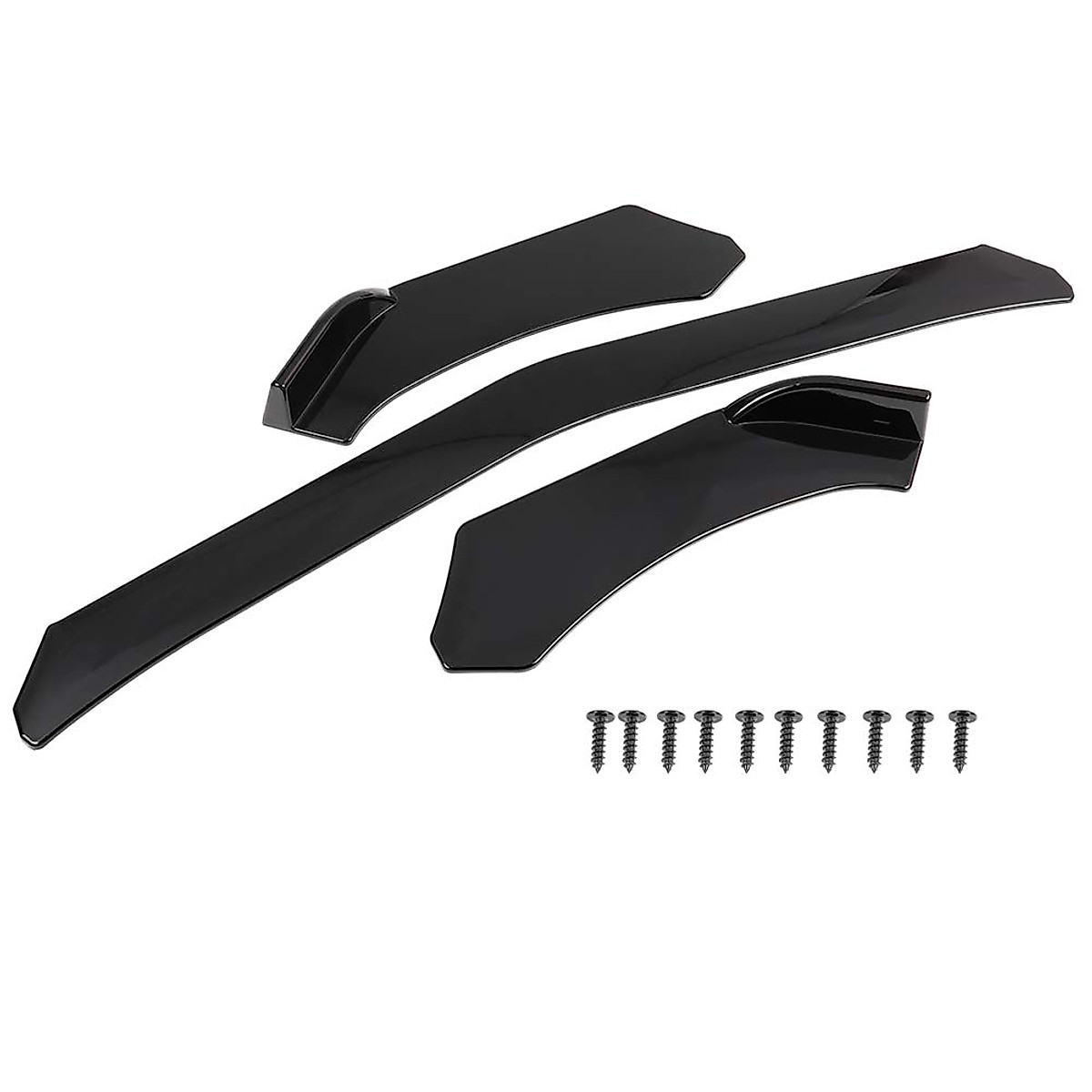cciyu 3pcs Universal Front Lip Splitter Bumper Adjustable Spoiler Lip ABS Fit for Most Cars