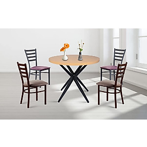 Dining Table TOP Wood Kitchen Coffee Table Counter Modern Cross Metal Led for Cafe Restaurant Wine Bar Home Office Conference Nordic Oak Grid 4-6 (Round 36")