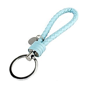 ocharzy Key Chains Handwoven Leather Keychain Simple Car Key Chain Accessories Keychain Gift for Men and Women Father‘s Day (Pack of 1, Sky Blue)