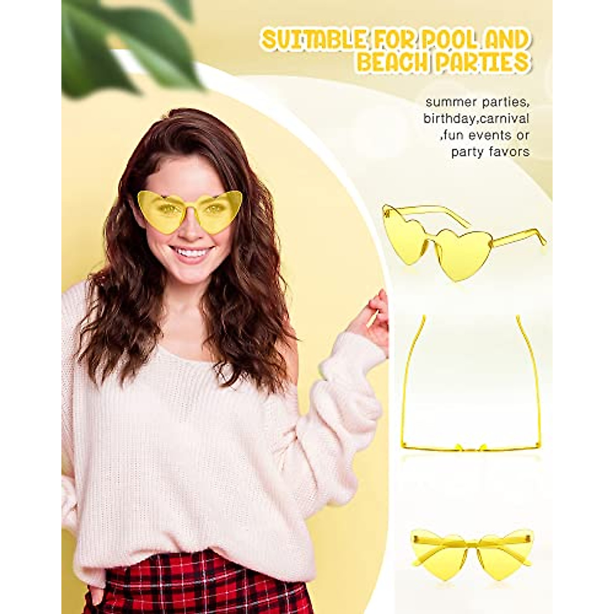 JDHXBMW 8 Pairs Heart Shaped Frameless Glasses Trendy Transparent Candy Color Eyewear for Party Favor