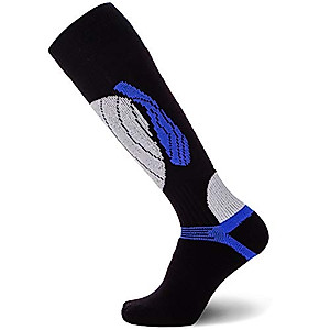 Pure Athlete Elite Wool Race Ski Socks - Warm Comfortable Snowboard/Skiing Socks (Orange (1) + Silver (1) + Blue (1) - 3 Pack, Large/X-Large)