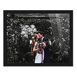 5.5x8.5 Frame Black Picture Frame - Modern Photo Frame Includes UV Acrylic Shatter Guard Front, Acid Free Foam Backing Board, Hanging Hardware Wood Certificate Frame Wall Frames for Family Photos