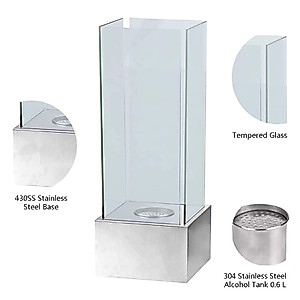 Exception Vertical Bio Ethanol Fireplace, Portable Fire Bowl, Freestanding Patio Fire Pit, for Indoor Outdoor Use