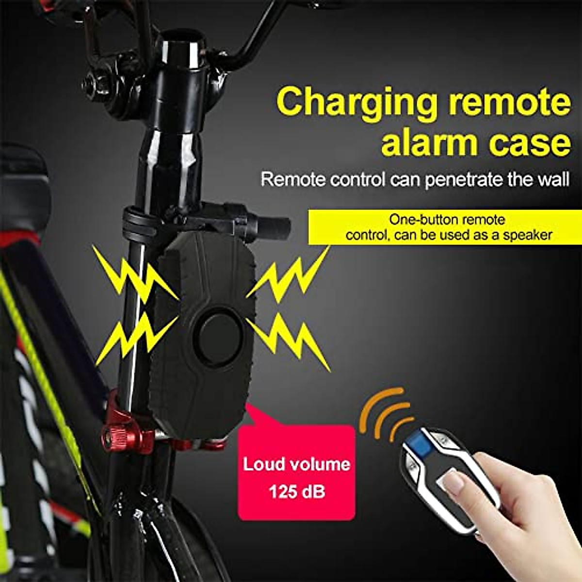 Wireless Bike Alarm with Remote,Bicycle Motorcycle Alarm,Vehicle Security Alarm System Security Vibration Motorcycle Bicycle/Door Burglar Alarm,110-115dB Loud(size:with 1pc Remote Controller)