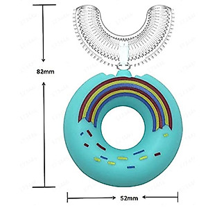 Children's U-Shaped Toothbrush for 0-12 Years Old Kids - Dinosaur/Donut U Shape Whitening Massage Toothbrush Soft Silicone Brush Head, 360° Oral Teeth Cleaning Design for Toddlers (E)