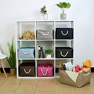 uxcell Fabric Storage Basket with Dual Handles, Collapsible Storage Bins for Toys Laundry Clothes Storage, Home Organizer for Bedroom Office Closet Gray Small