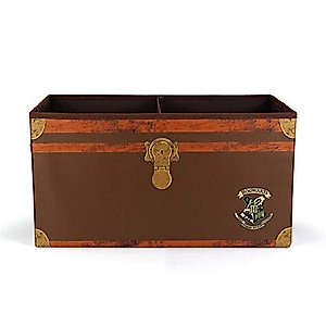 Harry Potter Hogwarts 24-Inch Foldable Storage Chest | Fabric Basket Container, Cube Organizer With Handles | Collapsible Brown Cubby Cube Closet Organizer