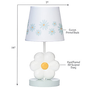 Lambs & Ivy Sweet Daisy White Floral Nursery/Child Lamp with Shade & Bulb