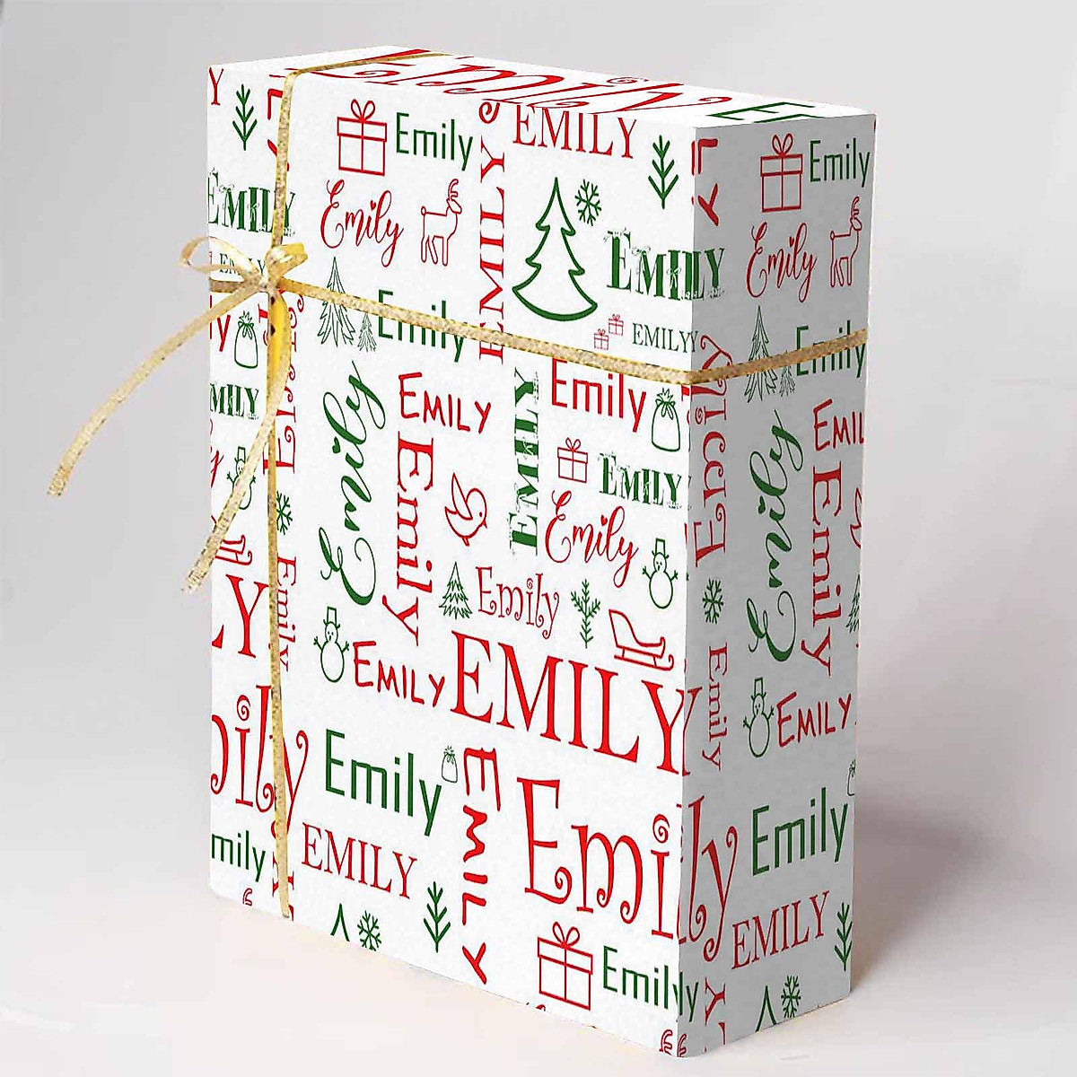 Artsadd Custom Christmas Wrapping Paper Rolls with Name Xmas Personalized Birthday Gift Wrapping Paper for Kids Men Women 58"x 23"