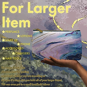 Curves Swirl Marbling Gold Print Clutch Bag, Metallic Marbled Waves Faux Leather Outdoor Cosmetic Brush Portable Makeup Bag,Pencil Case Pouch Pen Holder,Organizer Art Painting Supplies for travel bag