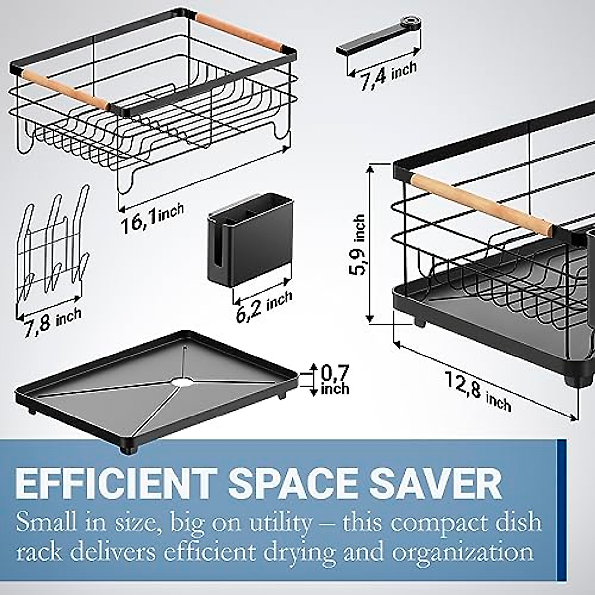 Dish Drying Rack - Dish Drainers for Kitchen Counter - Compact Portable Drainboard - Best RV Accessories Kitchen Storage & Organization - Kitchen Essentials Dish Drying Rack - Housewarming Gift Idea