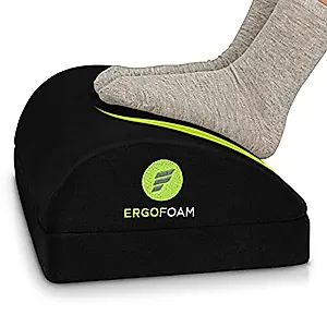 ErgoFoam Adjustable Desk Foot Rest for Added Height - Orthopedic Teardrop Design - Large Premium Under Desk Footrest - Most Comfortable Foot Rest Under Desk for Lumbar, Back, Knee Pain (Black)
