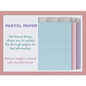 1InTheOffice Legal Pads Narrow Ruled 5x8, Narrow Ruled Note Pad, Assorted Colors, Pastel, 50 Sheets/Pad, 6 Pads/Pack