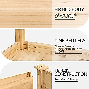 Flamaker 46x30x22in Raised Garden Bed Elevated Wood Planter Box with Legs for Backyard, Patio, Balcony, Garden