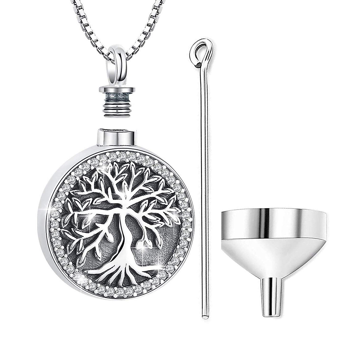 Aniu Cremation Jewelry for Ashes S925 Sterling Silver Urn Necklace Memorial Necklace for Human Ashes of Loved Ones Keepsake Pendant for Men Women (Tree of Life-G)
