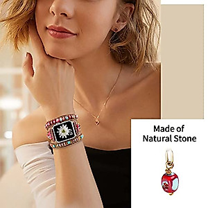 Youthrun Handmade Boho Watch Band Compatible with Apple Watch 49MM 45MM 44MM 42MM 41MM 40MM 38MM Beaded Wrap Bracelet for iWatch Ultra, Series SE/8/7/6/5/4/3/2/1, Fancy Strap for Women