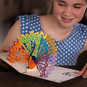 Peacock Pop Up Birthday Card by DEVINE Popup Cards | Happy Wedding Anniversary Card for Husband Wife Boyfriend Girlfriend | Romantic Valentines 3D Cards for Her Him Mothers Day Gifts Mom Love Bird