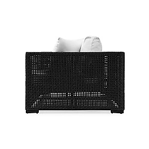 Zuri Modern Marquesa Outdoor Black Wicker Sofa with Quick Drying Cushions in White