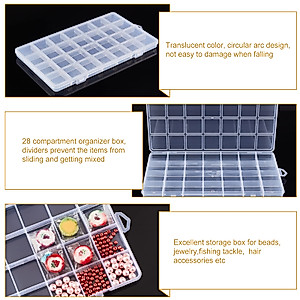 SUPERFINDINGS 4 Pack 28 Grids Organizer Box 22.5x13.3cm Transparent Plastic Organizers Storage Box Clear Washi Tape Organizer for Nail Art Small Findings Parts Rhinestones,Compartment: 3x3cm