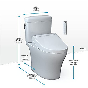 Aquia IV Cube 2-Piece 1.28 GPF Single Flush Elongated ADA Comfort Height Toilet in Cotton White C5 Washlet Seat Included