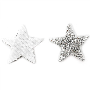 Honbay 12PCS Star Shape Rhinestone Patches Hot-Melt Adhesives Appliques Clothing Repair Decoration Patches for DIY Accessory (Silver)