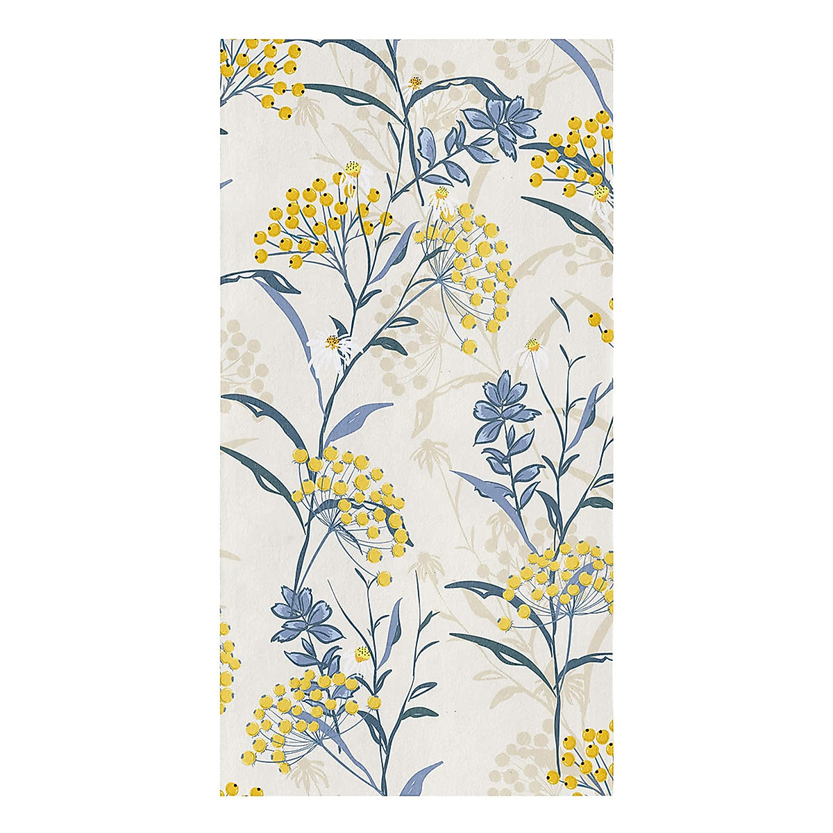 Absorbent Microfiber Kitchen Towels(Set of 3),Vintage Floral Plant,Tea Towel for Kitchen/Bathroom Decorative Bar Towels,Yellow Blue,Soft Resuable Dish Towels Cloths Nonstick Oil Washable Fast Drying