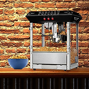 Good Time Countertop Popcorn Machine – 3 Gallon Popcorn Popper, 8oz Kettle, Warmer, and 5 All-in-One Popcorn Packs by Great Northern Popcorn (Black)