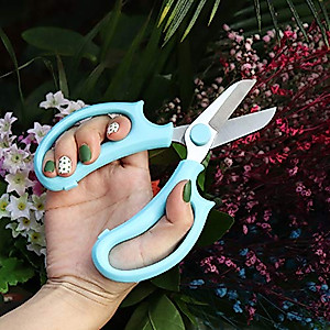 Jasni Garden Pruning Shears Scissors with Comfort Grip Handle, Premium Steel Professional Floral Scissors, Perfect for Arranging Flowers, Pruning, Trimming Plants, Gardening Tool (Blue)