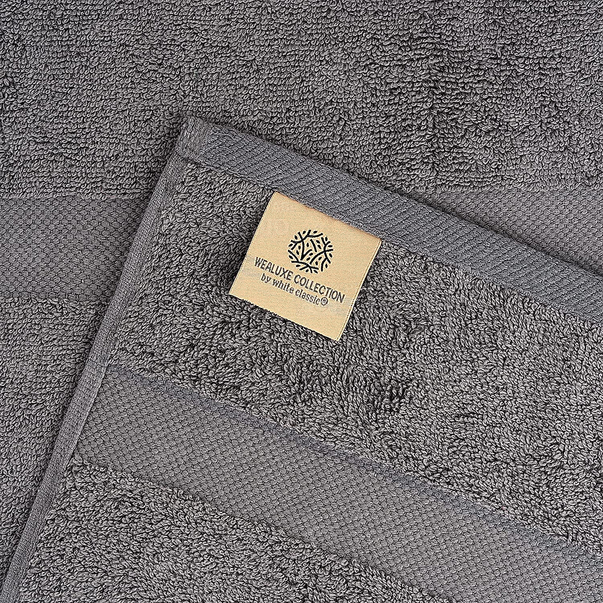 Wealuxe Charcoal Bath Towels Set of 4, Cotton Body Towel for Hotel, Gym, Spa, Soft Extra Absorbent Quick Dry Towels for Bathroom 27x52 Inch