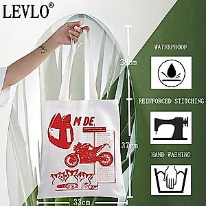 LEVLO Motomami Canvas Tote Bag Singer Song Inspired Gift Latin Music Album Shoulder Bag For Singer Fans (Motomami Tote)