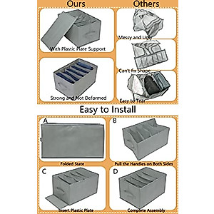 MUIRK Wardrobe Clothes Organizer for Folded Clothes,7Pack Closet Organizers and Storage,Dresser Drawer Organizers for Clothing,Washable Fabric Drawer Organizer Dividers Storage Bins