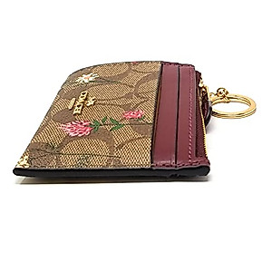 COACH Women's Mini Skinny ID Case (Signature Canvas - Wildflower Print - Khaki)