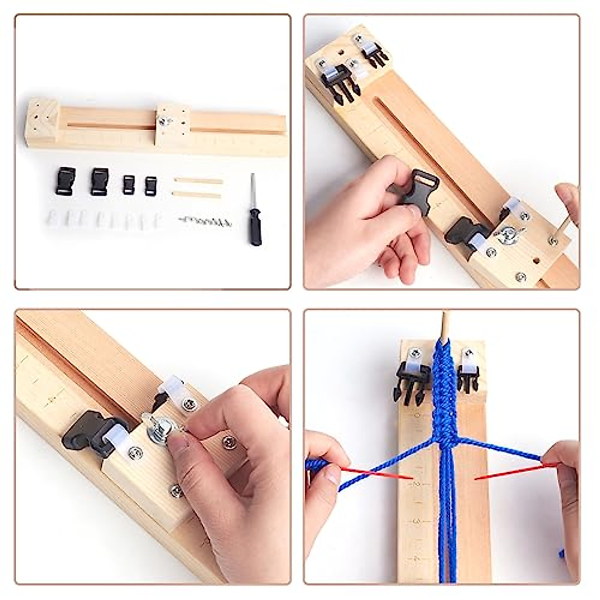 AHANDMAKER Bracelet Jig Bracelet Maker, Adjustable Length Wooden Jig Bracelet Maker, Wristband Maker Wooden Frame, Bracelet Knitting Tool, Bracelets Braiding Weaving Craft Tool