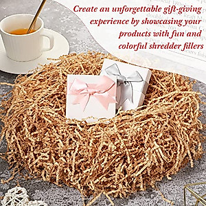 Outus Crinkle Cut Paper Shred Filler Shredded Paper for Gift Box Crinkle Paper Metallic Shredded Crinkle Cut Paper Easter Grass Tissue Paper for Wedding Birthday Wrapping Boxes Bags (Brown, 1/2 LB)