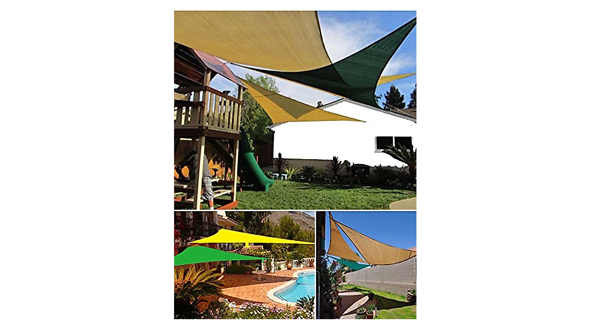 MeGaLuv Waterproof Sun Shade Sail 5x5x7ft Triangle for Outdoor UV ...