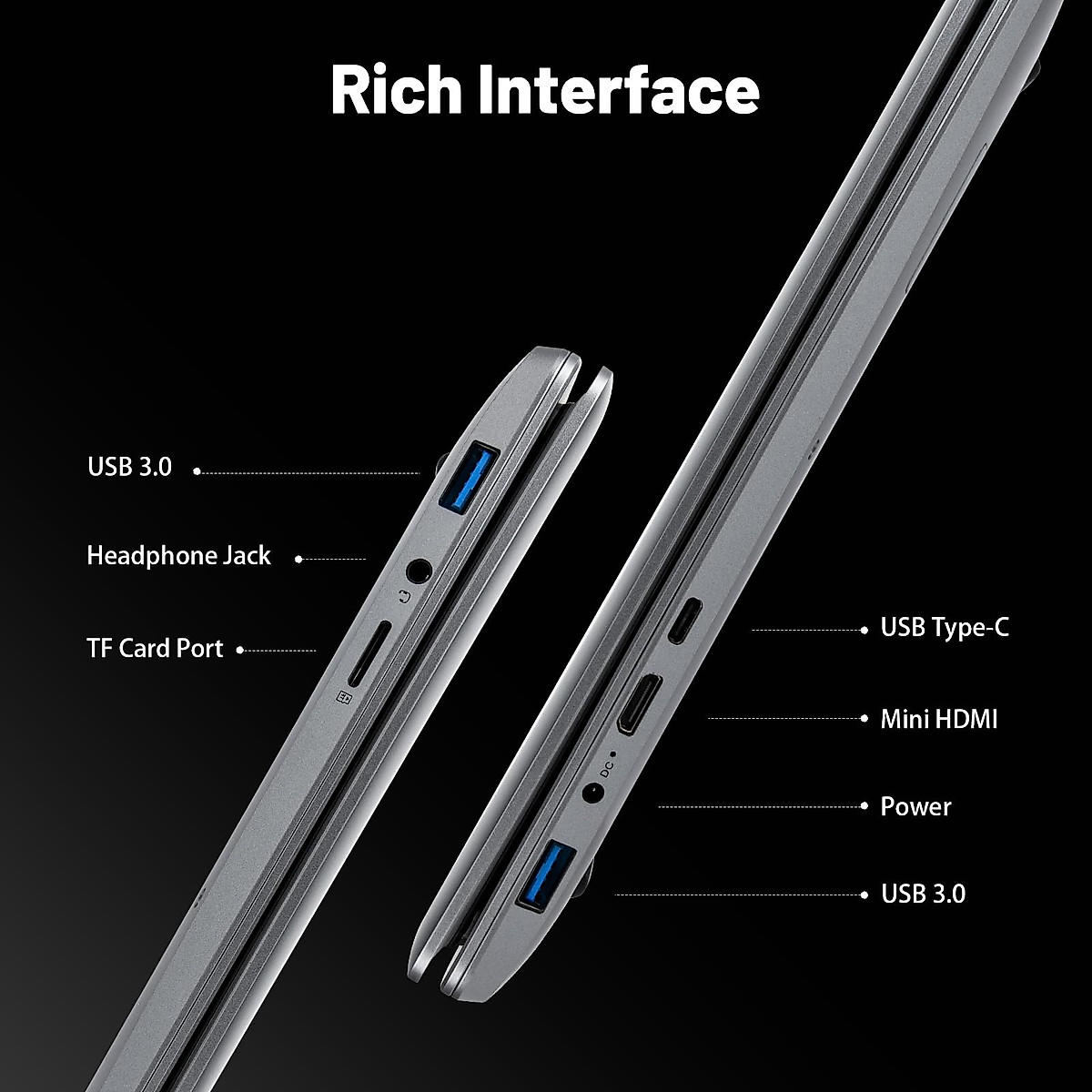 AMIAMO 15.6" Laptop Computer | 8GB RAM | 256GB SSD | 1366 * 768 Screen | USB 3.0 | Bluetooth 4.2 | 2.4/5G WiFi | Mini HDMI | 5000mWh Battery | Pre-Install Windows 11