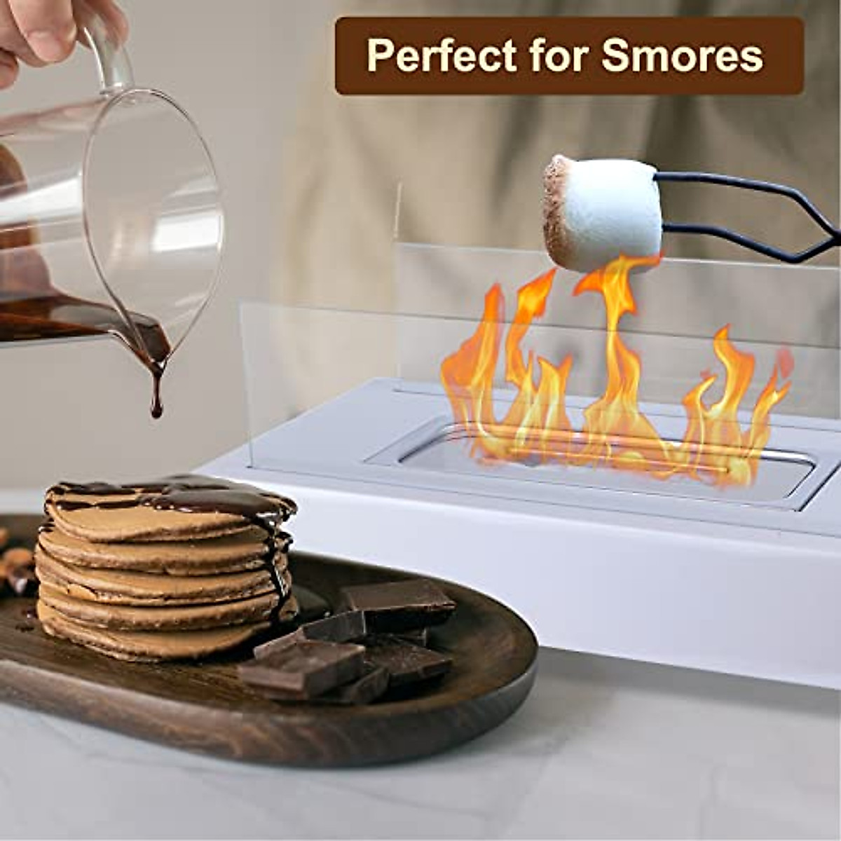 Tabletop Outdoor Fire Pits, Portable Alcohol Fireplace Indoor Outdoor, Bio Ethanol Ventless Fire Pit, Mini Fireplace Bowl Clean Burning Real Flame for Patio Balcony