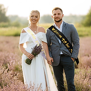 Bachelorette Party Decorations, Bachelorette Sash Set Bride to Be Belt and Groom to Be Sash Bachelor Party Accessories Gifts for Engagement Wedding Bridal Shower, White and Black