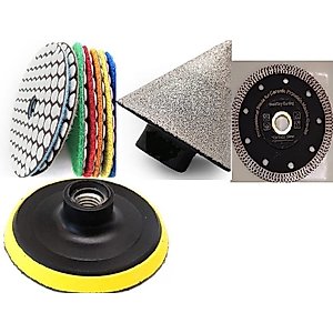 1-3/8" Diamond Beveling Chamfer Bits for Granite Marble Tiles Existing Holes Enlarging Resin Dry Polishing Pad Diamond Super Thin Mesh Rim Ceramic Porcelain Saw Blade