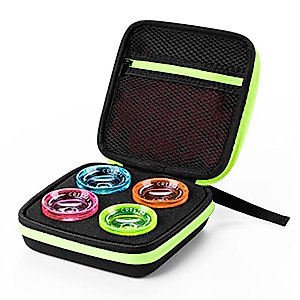 MAGICYOYO Professional Yoyo Storage Case, Portable 4 Hole Case, Protective Bag with Interior Zip Mesh for Yo-yo and Accessories (Black Green)