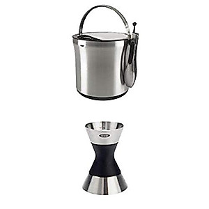 Oxo Steel Bar Set: Ice Bucket, Tongs, and Double Jigger