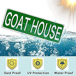 Huer Goat House Metal Tin Signs Funny Wall Decor for Home/Bedroom/Man Cave/Bar/Pub 16x4 Inch, Green