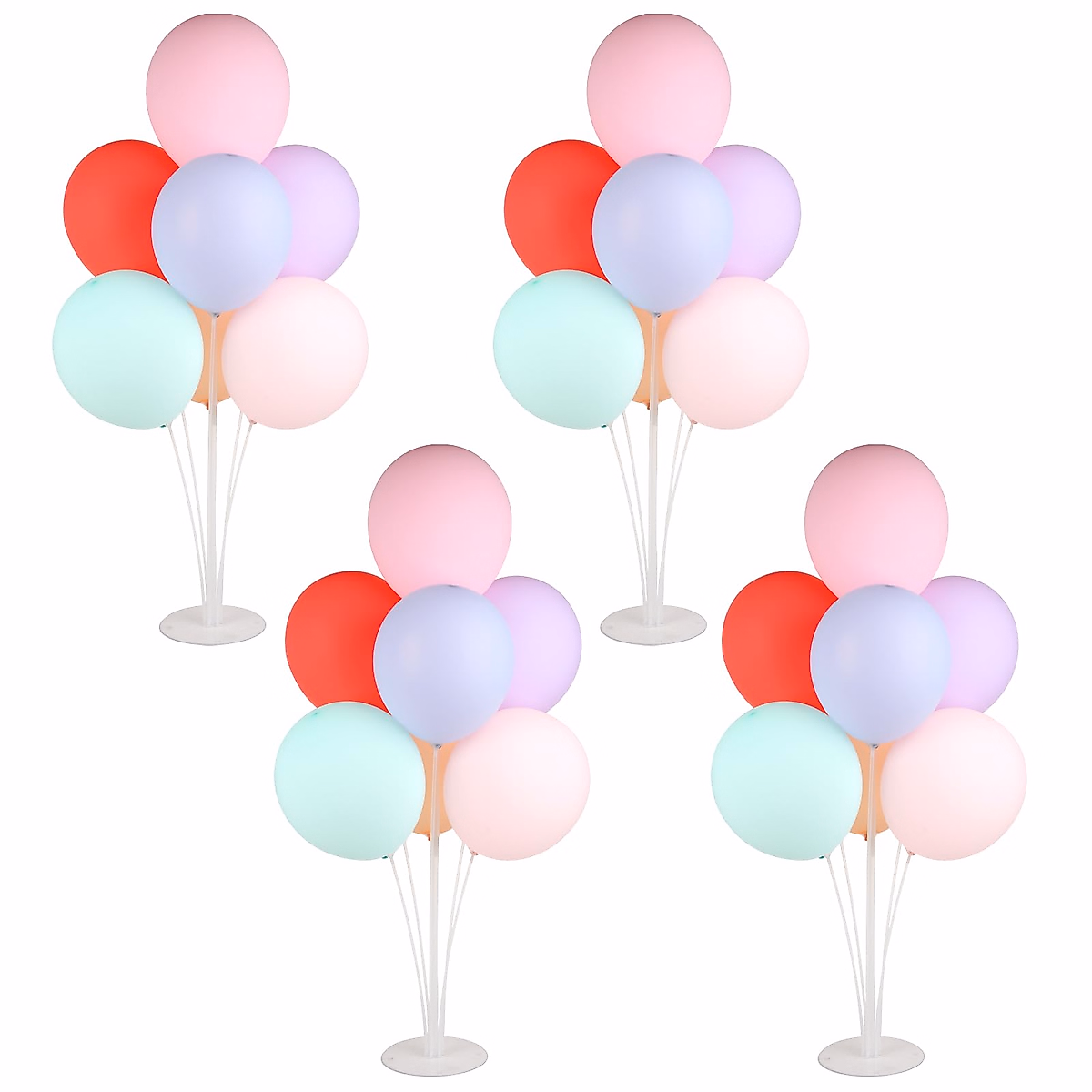 4 Set Balloon Stands for Table, Balloon Sticks with Base Balloon Centerpiece Stand Kit with 28 pcs Balloons for Birthday Wedding Baby Shower Graduation Party Decorations