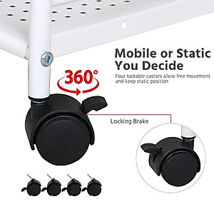 Yaheetech 3 Tier Salon Trolley Cart, Tray and Metal Frame for Salon Spa Medical Office Treatmen, Rolling Service Cart with 3 Shelf, 4 Mobile Casters Base, SPA Tool Holder,White