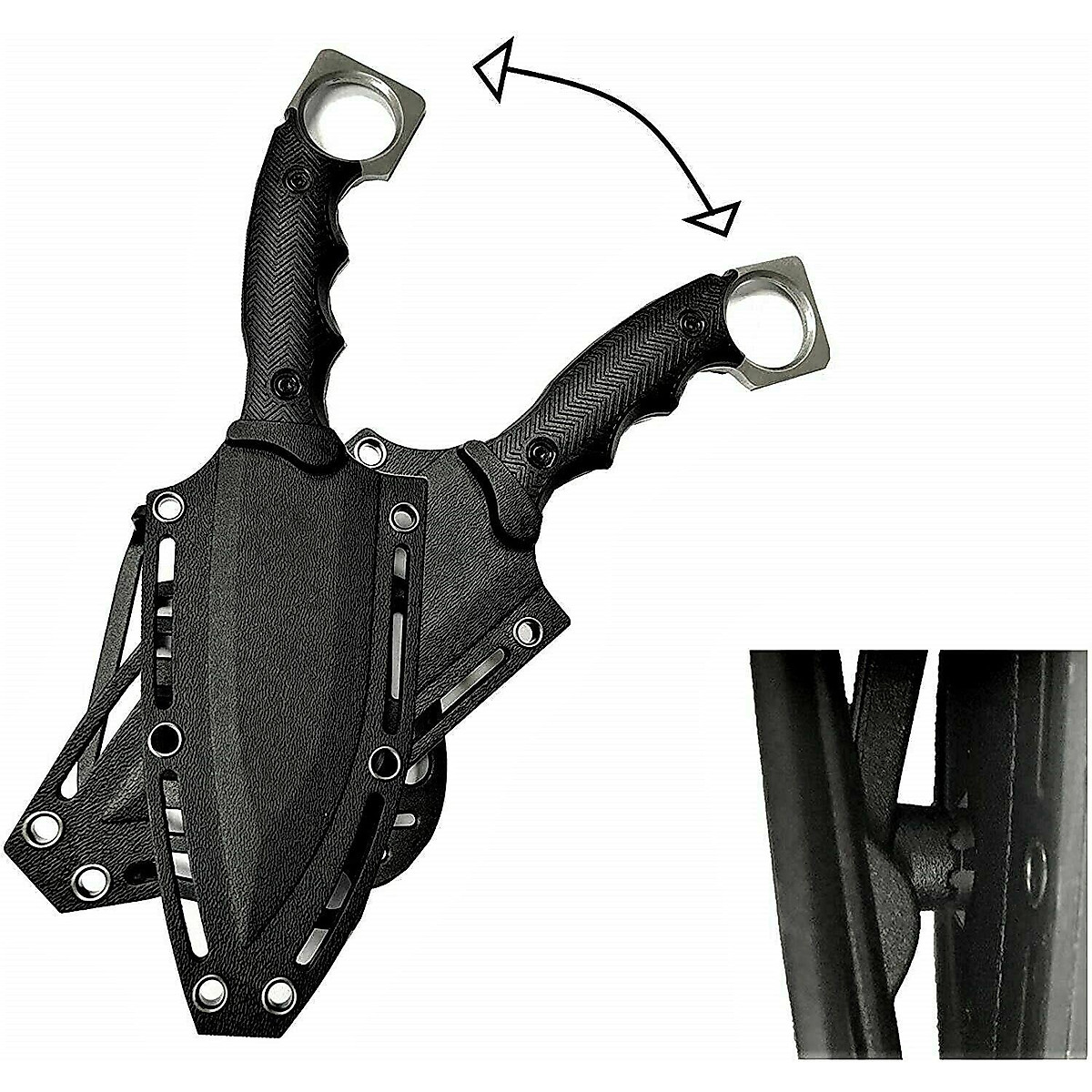 S.S. Fixed Knives 9in Survival Fixed Blade Hunting Knife W/ Kydex Style Sheath Razor Sharp Full Edge Full Tang Blade Silver