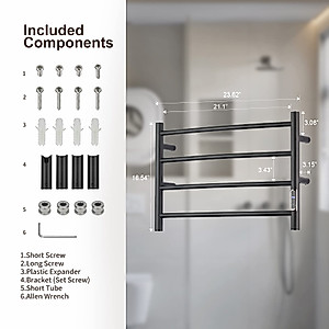 SHARNDY Towel Warmer with Built-in Timer ETW29 for Bathroom Wall Mounted Bath Towel Heater Plug-in Electric Heated Towel Rack Black