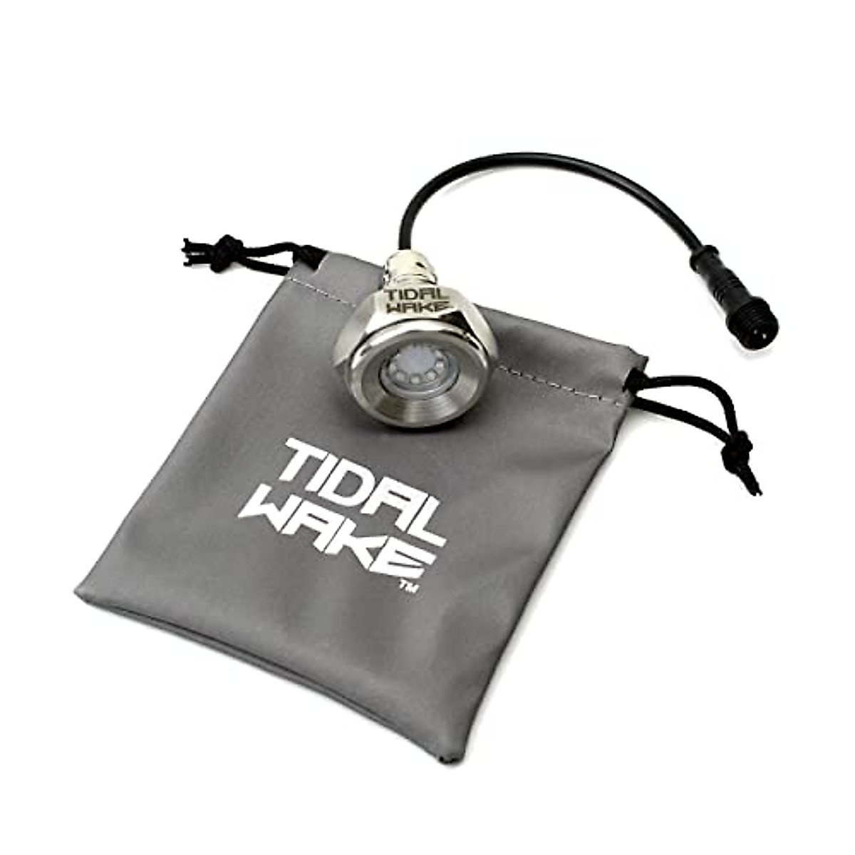 Tidal Wake IP68 Underwater 1/2in Standard Boat Drain Plug LED Light Built-in Driver & Overheat Protection 3 Yr/50,000hr Warranty, 316 Stainless Steel, 12-30v/27w,1800 lumen w/Storage Bag (Blue)