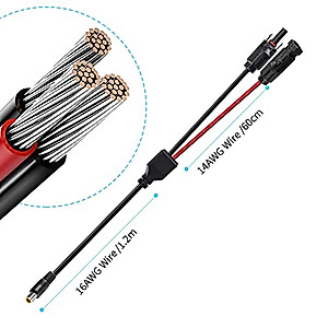 ZkeeShop Solar Connector to DC 8MM Extension Cable，Solar Panel Connector to DC 8mm Adapter Cable,16AWG, Waterproof,DC 8MM Converter for Solar Generators Power Station