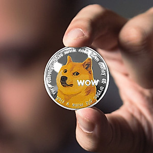 KANGHE 2pcs Dogecoin Coin Collection, Doggie Virtual Coin, Shiba Inu Coin Gold-Plated and Silver-Plated Commemorative Ccoin