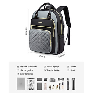 LOVEVOOK Laptop Backpack for Women, Fashion Travel Work Commuter Backpack Purse with USB Port, Lightweight Casual Daypacks, Nurse Teacher College Computer Bag, Fit 15.6" Laptop